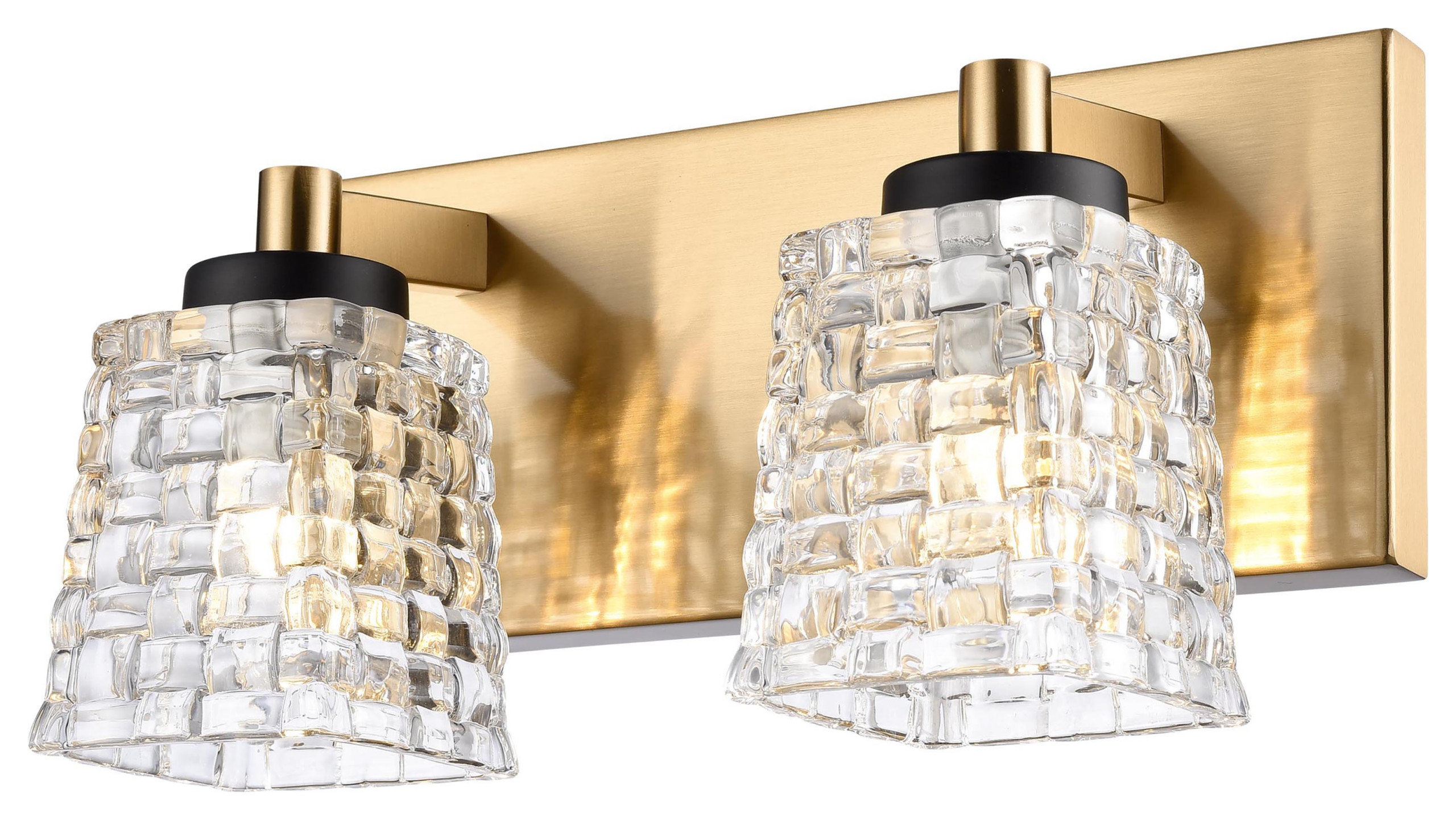 Candace 12'' Wide 2-Light Vanity Light Satin Brass With Matte Black ...