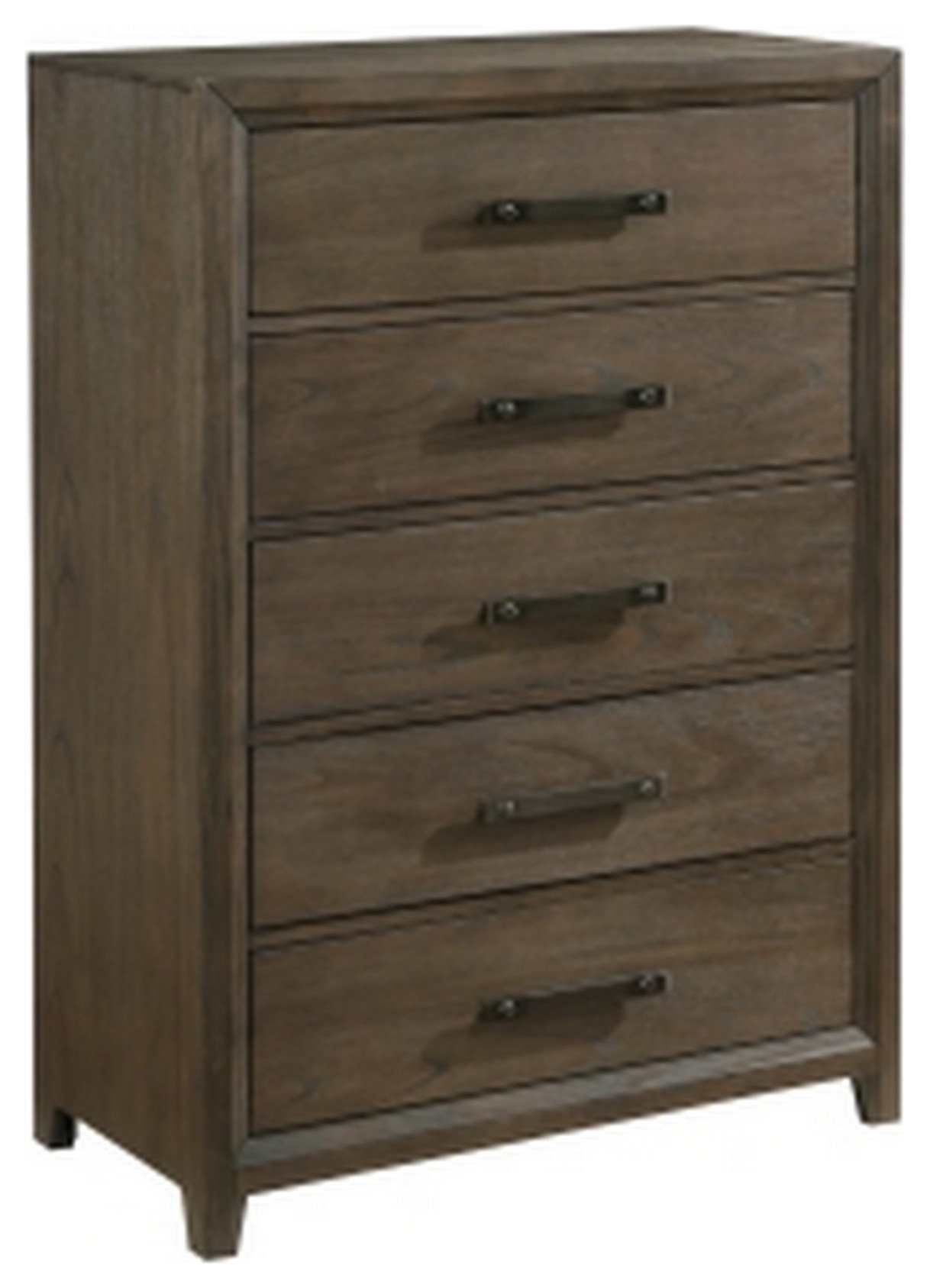 Wyn 52 Inch Tall Dresser Chest, 5 Drawers, Nickel Handles, Walnut Brown ...