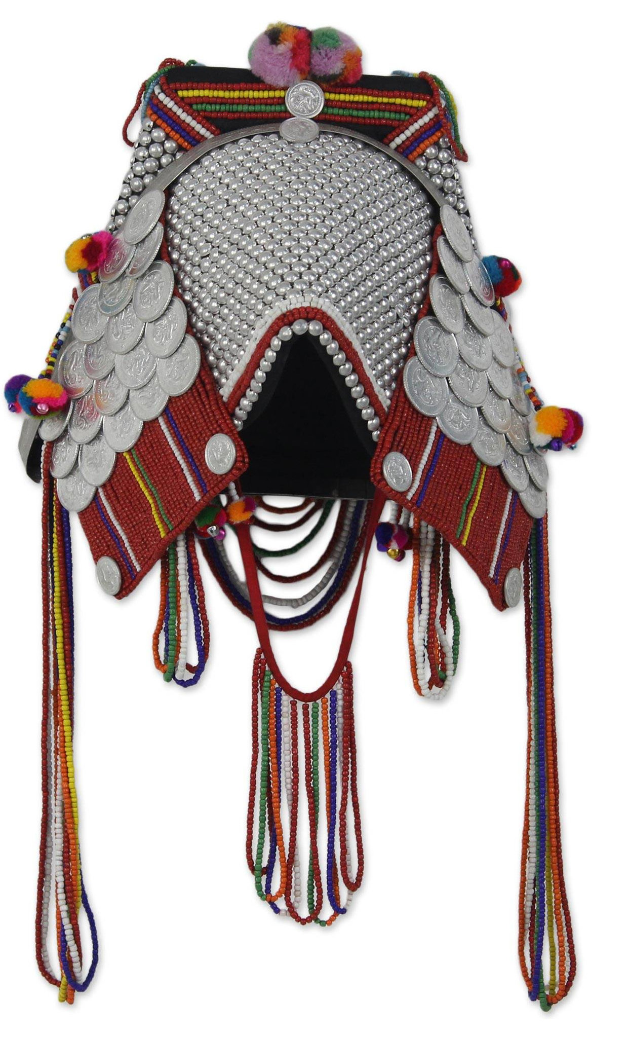 Handmade Akha Bride Beaded Akha Headdress, Thailand - Asian - Wall ...