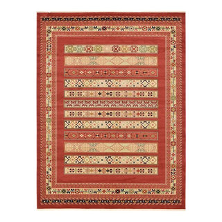 Contemporary Frederica Deep Red Area Rug, 10'x13' - Southwestern - Area ...