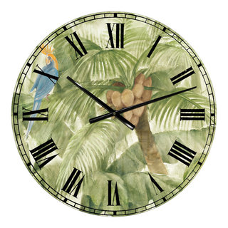 Tropical Canopy I Green Traditional Oversized Metal Clock, 23x23 ...