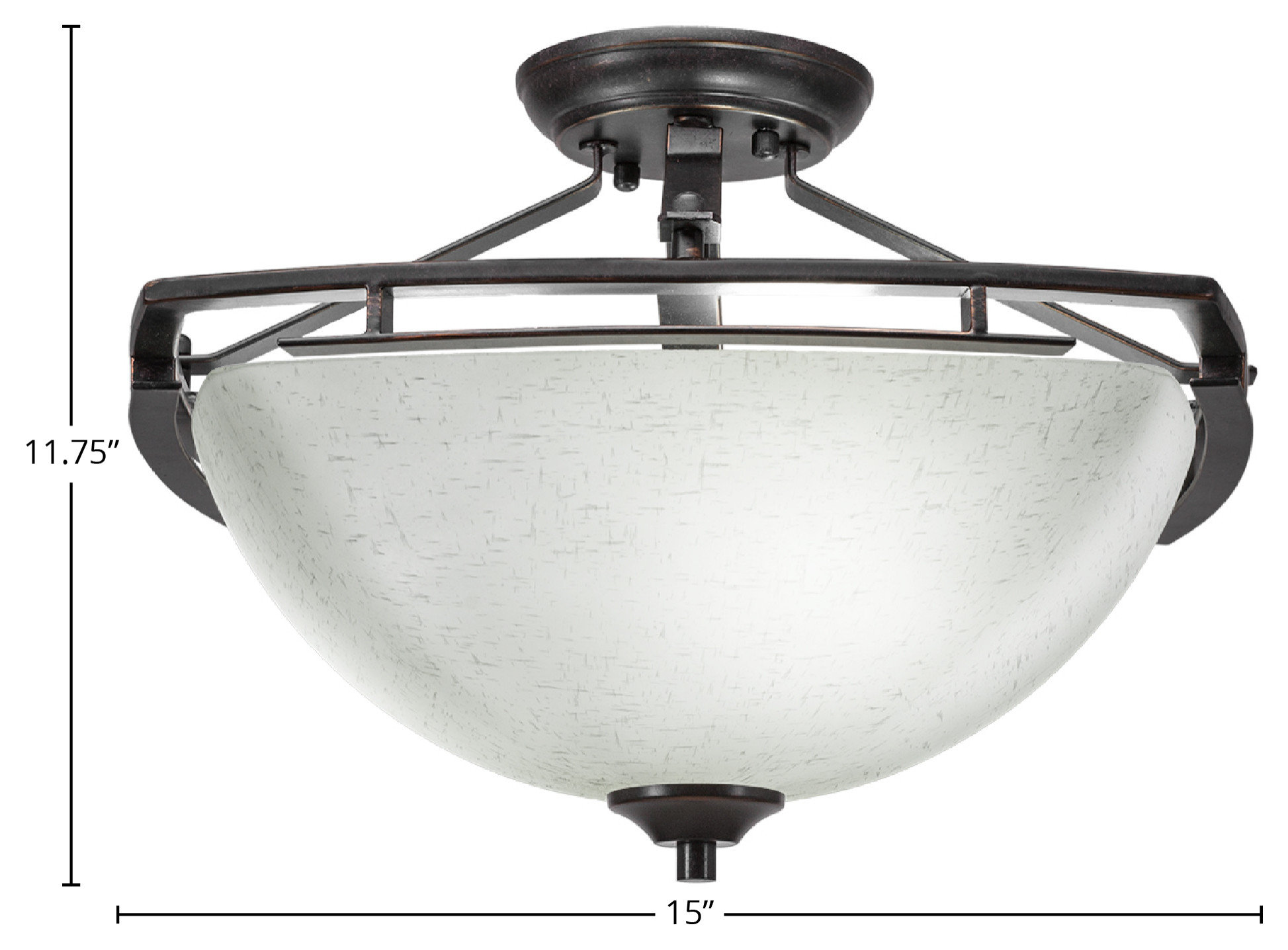 Uptowne 3-Light Semi-Flush Mount, Dark Granite/White Muslin ...