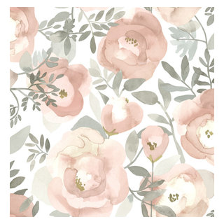 Orla Rose Floral Wallpaper, Sample, Swatch - Contemporary - Wallpaper ...