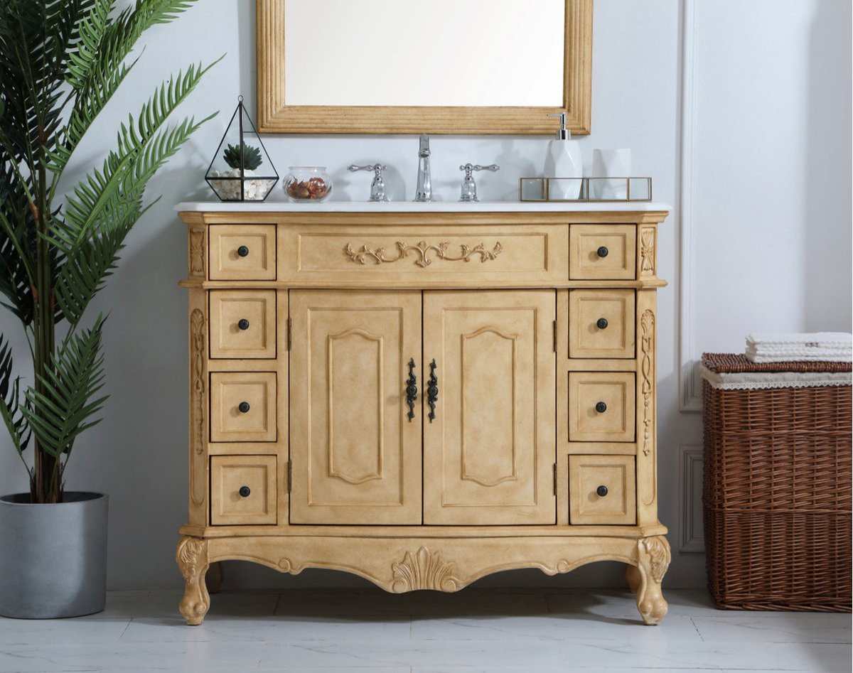 Elegant VF10142AB 42"Single Bathroom Vanity, Light Antique Beige ...