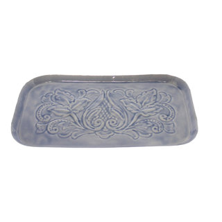 Petite Blue Floral Embossed Tray - Traditional - Serving Trays - by ...