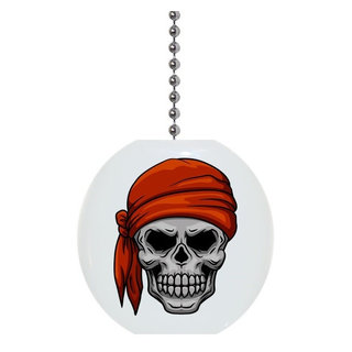 Skull With Orange Doo Rag Ceiling Fan Pull - Contemporary - Ceiling Fan ...