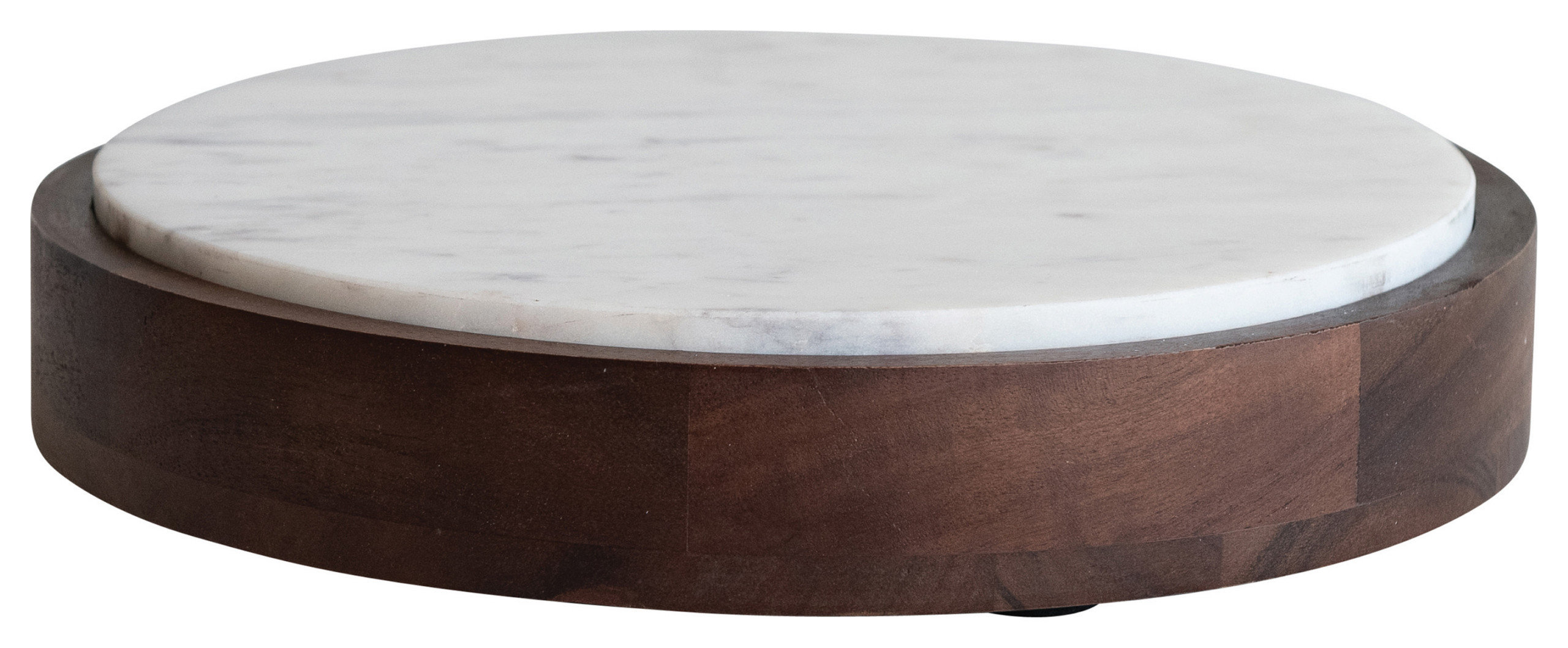 Mango Wood and Marble Food Pedestal, Removable Marble Tray, Walnut ...