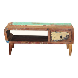 Manhattan Retro Style Reclaimed Wood Rustic TV Media Stand - Midcentury ...