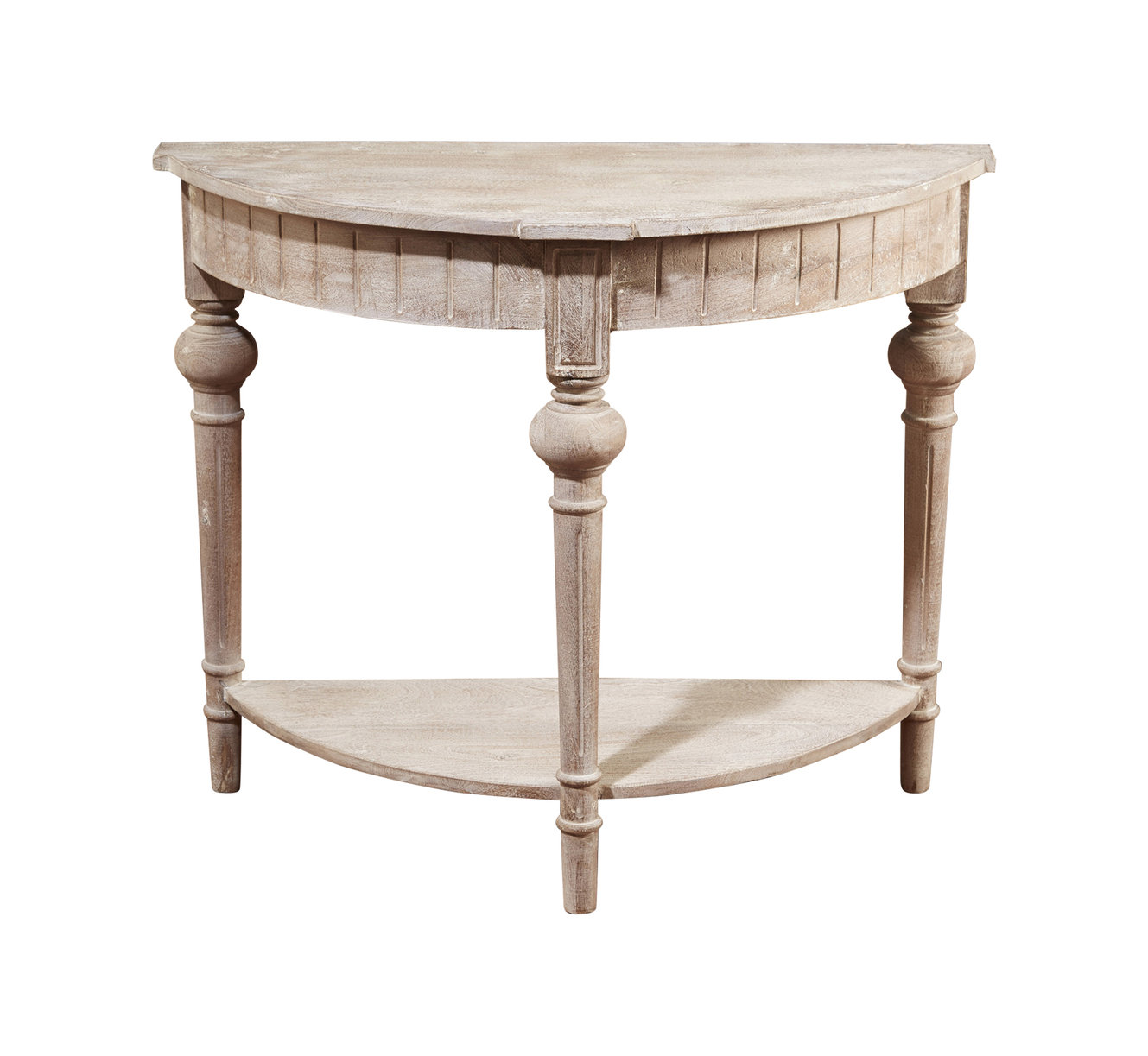 Half Round Console With Shelf, Weathered Finish - Farmhouse - Console ...