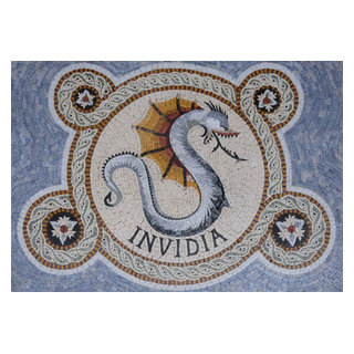 Marble Mosaic Art - Invidia Snake, 46" x 33" - Contemporary - Tile ...