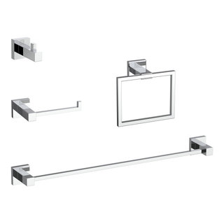 4-Piece Bathroom Hardware Set - Contemporary - Towel Bars And Hooks ...