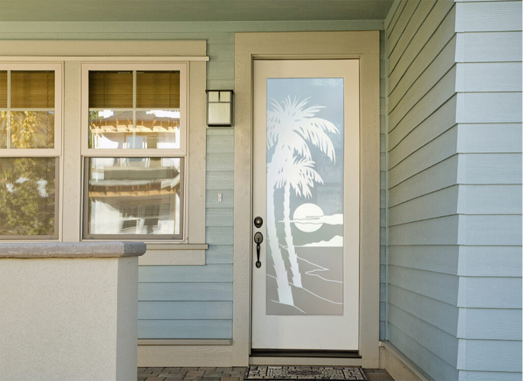Front Door - Palm Sunset - Fiberglass Smooth - 30" x 80" - Book/Slab ...