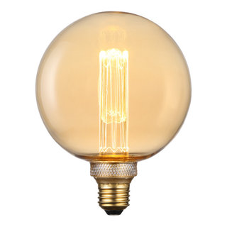 LED G125 Globe Edison Bulb Dimmable, Amber, E26 Base, 2000K Soft Warm ...