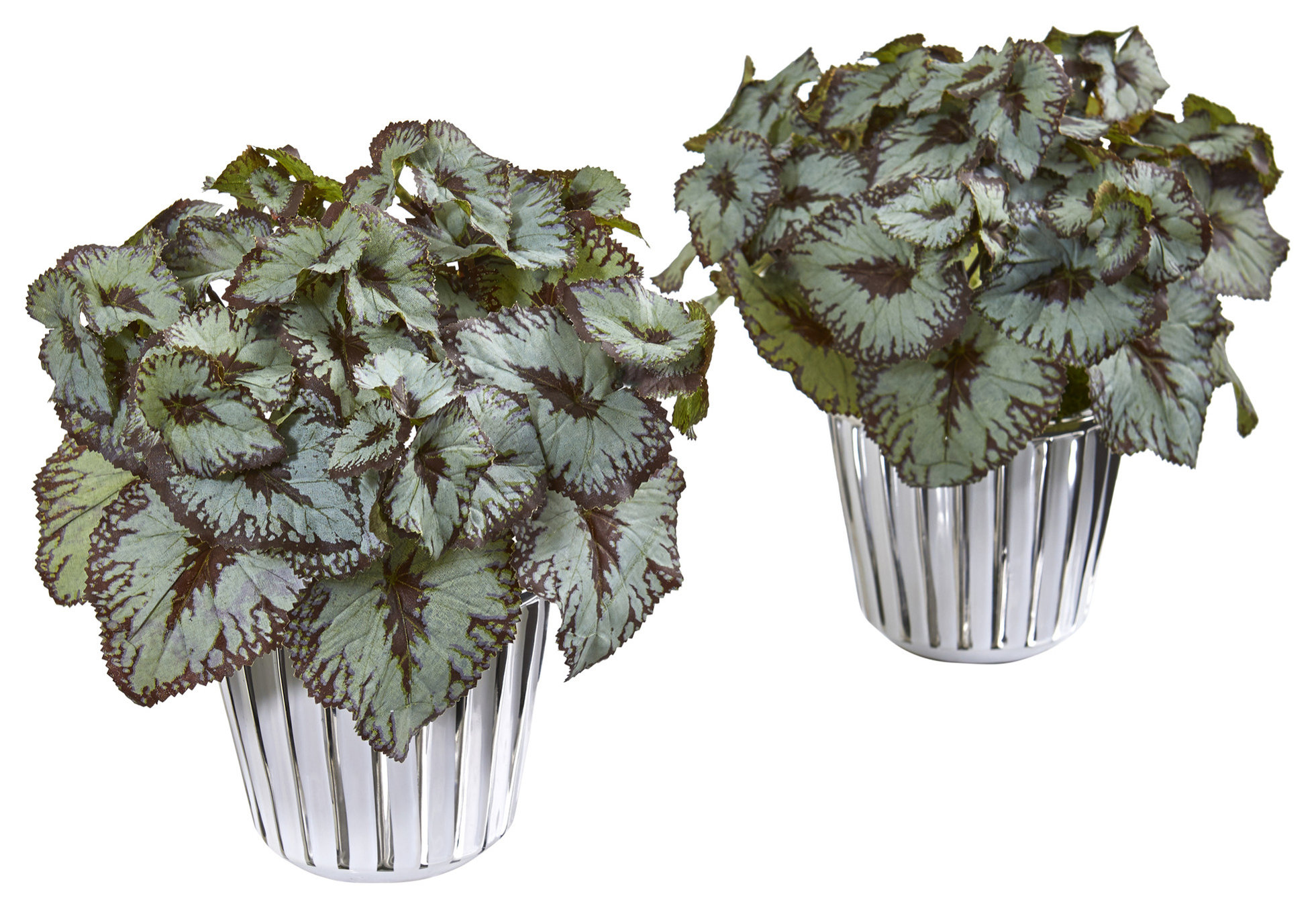 Nearly Natural 10 Begonia Artificial Plant in Triple Potted Metal ...