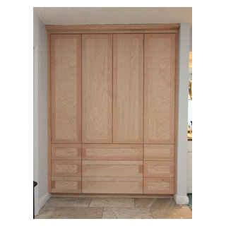 Custom Built-In Shaker Storage Cabinet shown in Unfinished Solid Oak ...