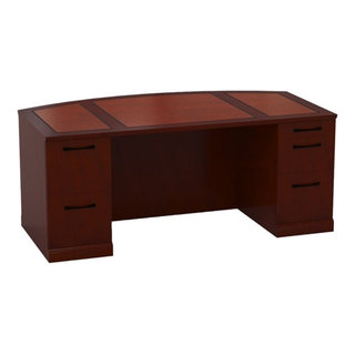 Scranton & Co Double Pedestal Bow Front Desk in Cherry - Transitional - Desks And Hutches - by ...