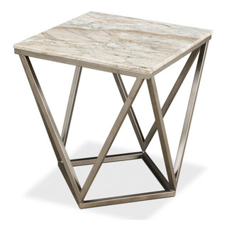 Trapezoid Side Table Marble Top - Transitional - Side Tables And End ...