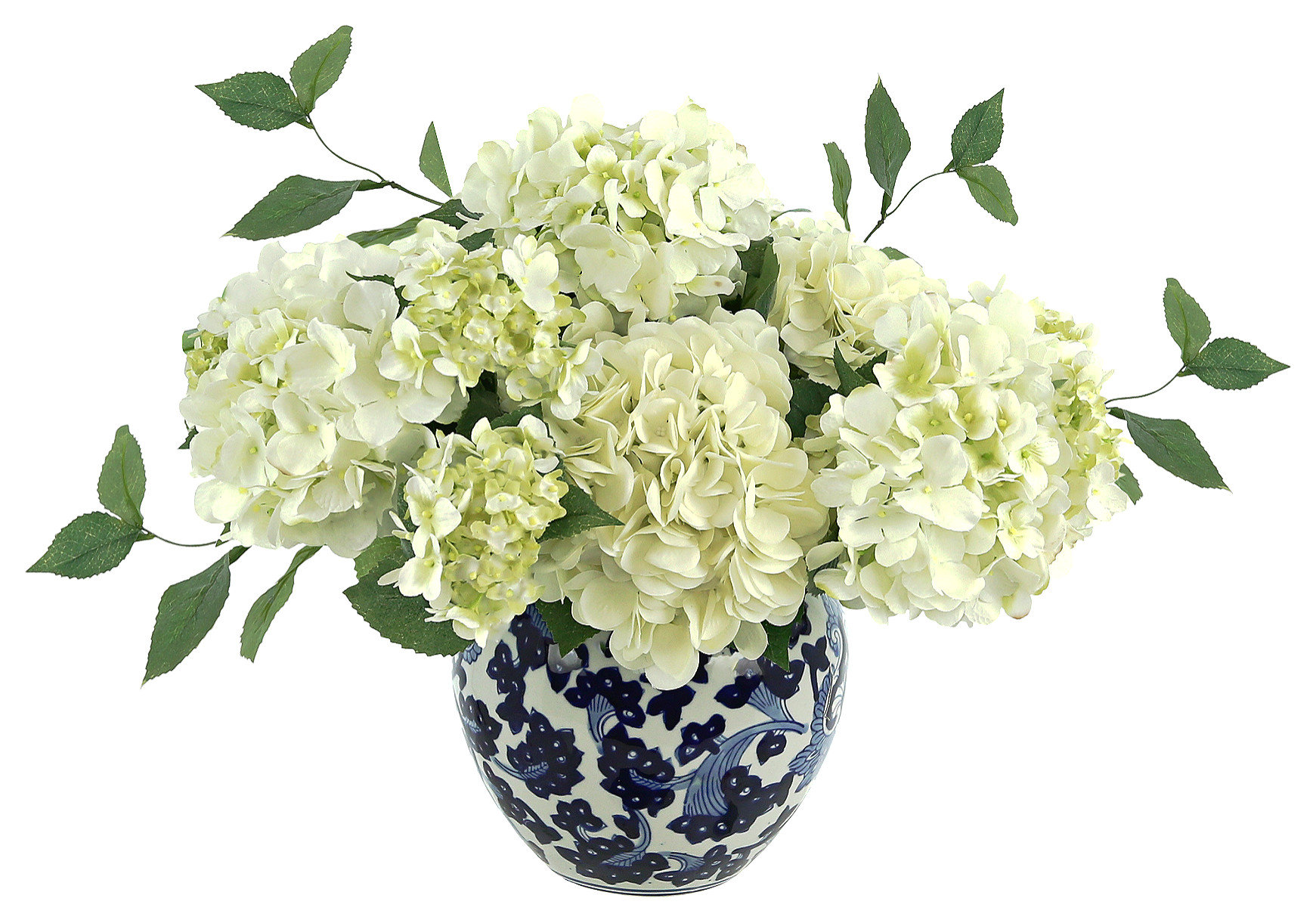 Hydrangea Floral Arrangement in Decorative Ceramic Vase - Artificial ...