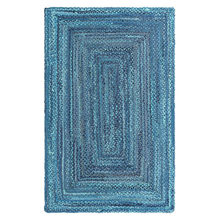 Rug Unique Loom Braided Chindi Blue Rectangular 5' 0 x 8' 0 ...