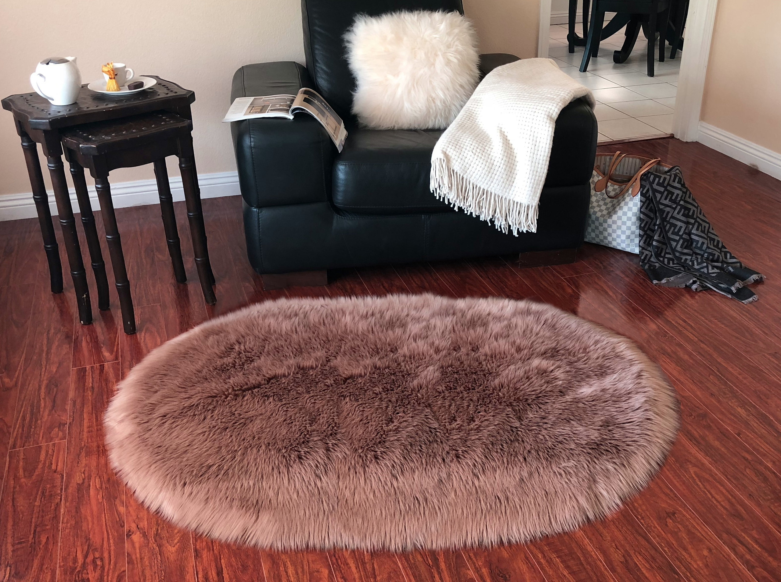 Super Soft Faux Sheepskin Silky Shag Rug, Oval, 2'6"x6' - Contemporary ...
