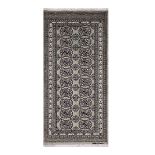 Green 2' 5" X 4' 10" Signed Silky Bokhara Handmade Wool Rug - Q21890, 2 ...