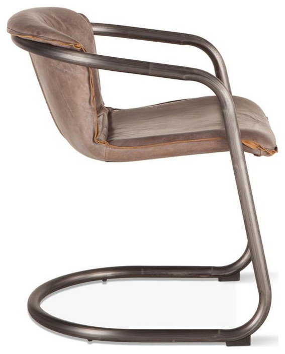 Distressed Jet Brown Leather Dining Chairs, Set of 2, Belen Kox ...