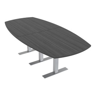 8 Person Arc Boat Conference Table Metal T Bases Harmony Series 8X4 ...