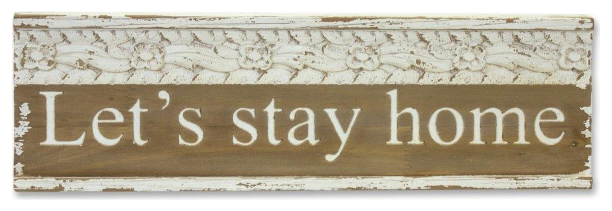 Let's Stay Home Plaque 19.25"Lx6"H Wood - Farmhouse - Wall Accents - by ...