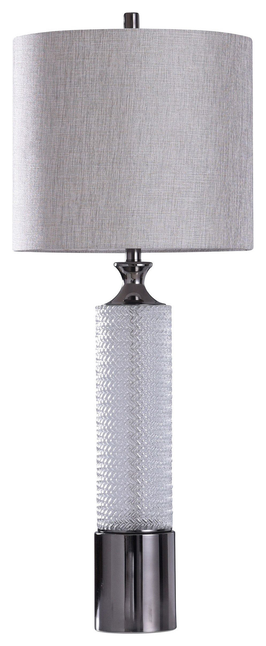 Walsall Herringbone Glass Column Table Lamp With Designer Drum Shade ...
