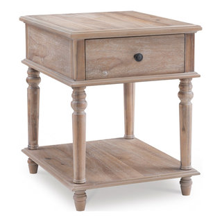 Linon Mavis Wood Side Table in Natural Brown