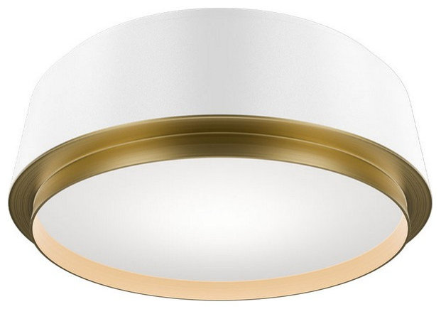 Salvo LED Flush Mount, White/Aged Brass - Contemporary - Flush-mount ...
