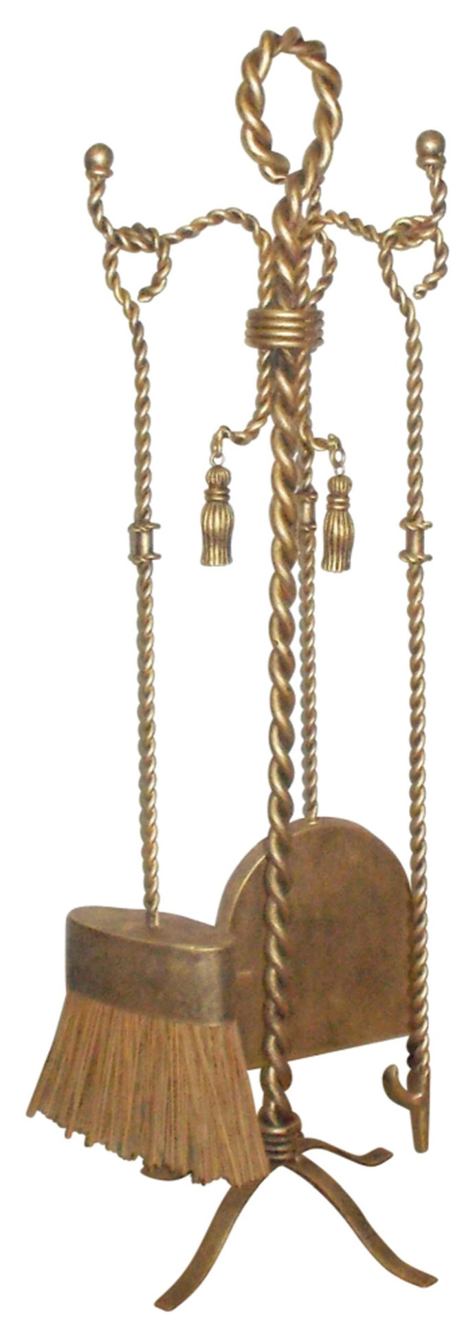 Antique Gold Twisted Iron Fireplace Tool Set - Contemporary - Fireplace ...