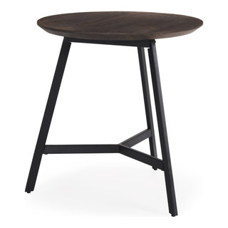 Todd Dark Brown Wood W/ Metal Legs Side Table - Industrial - Side ...