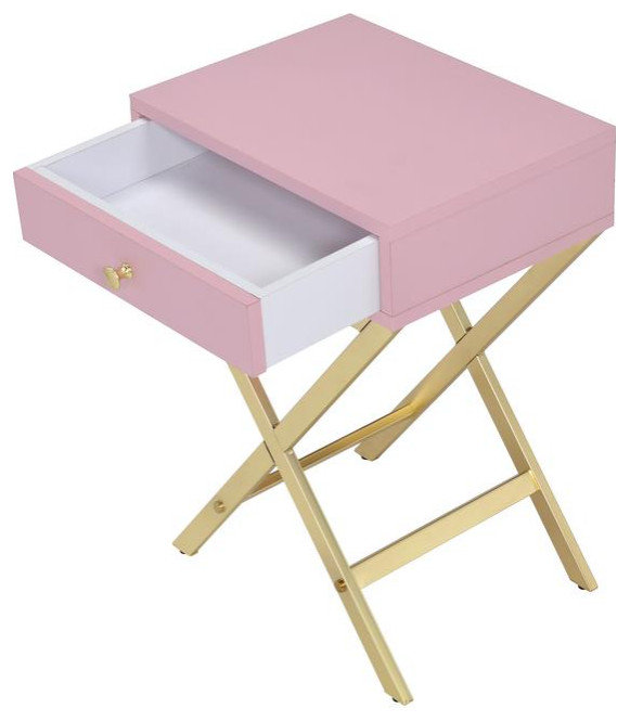 Coleen Side Table, Pink & Gold - Contemporary - Side Tables And End ...