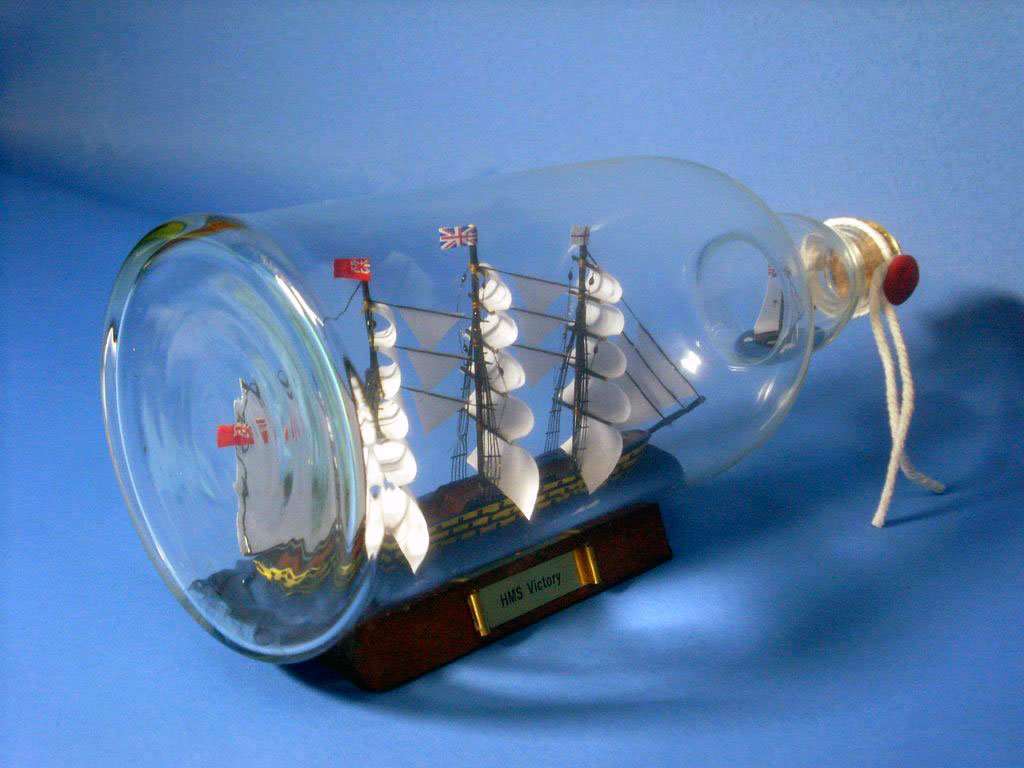 HMS Victory Model Ship in a Bottle, 11" - Contemporary - Decorative ...