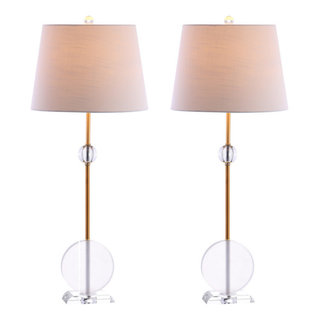Spencer 34" Crystal and Metal Table Lamp, Brass, Set of 2 ...