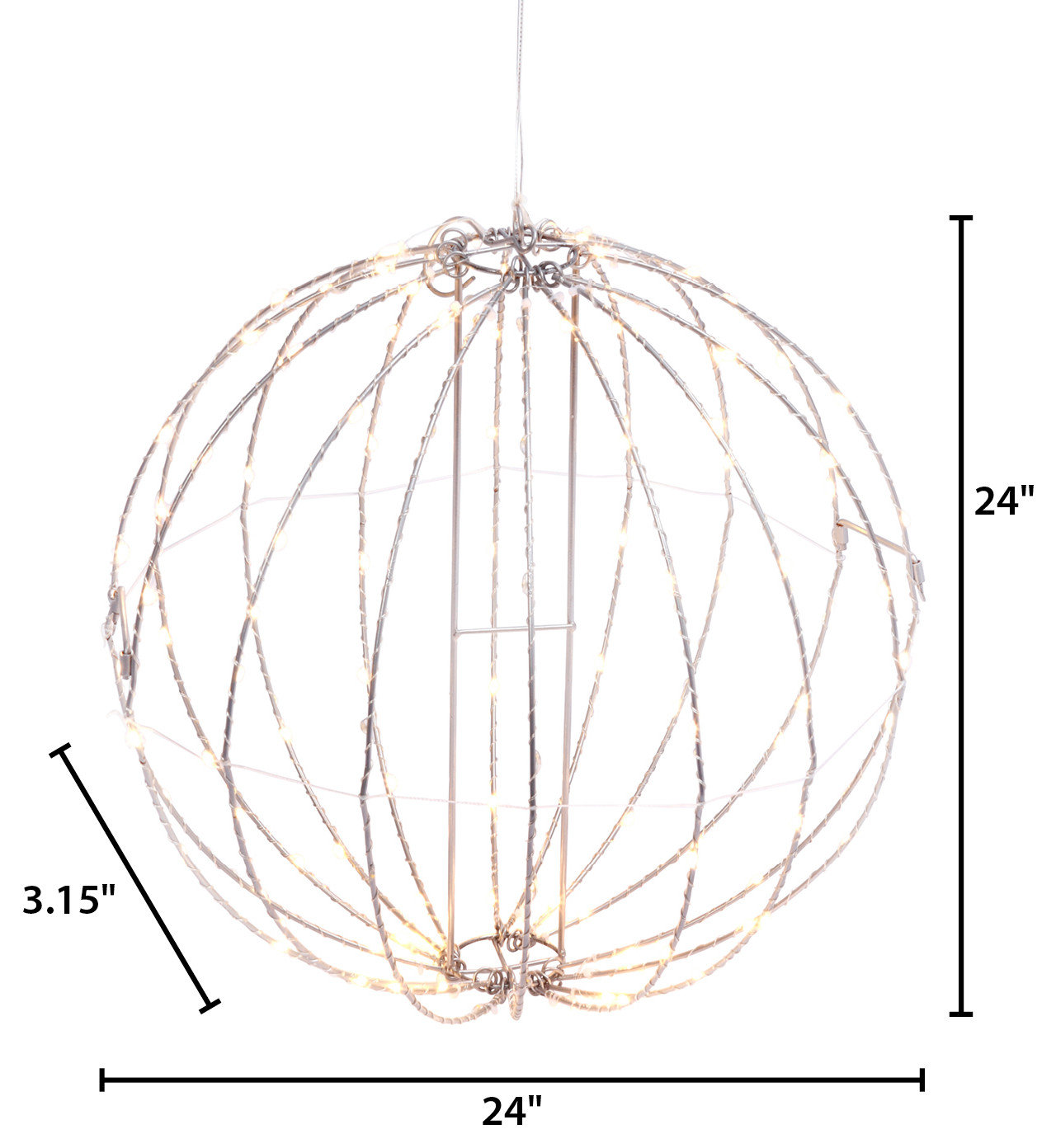 24" Electric Metal Sphere With Warm White Micro LED Lights, Outdoor ...
