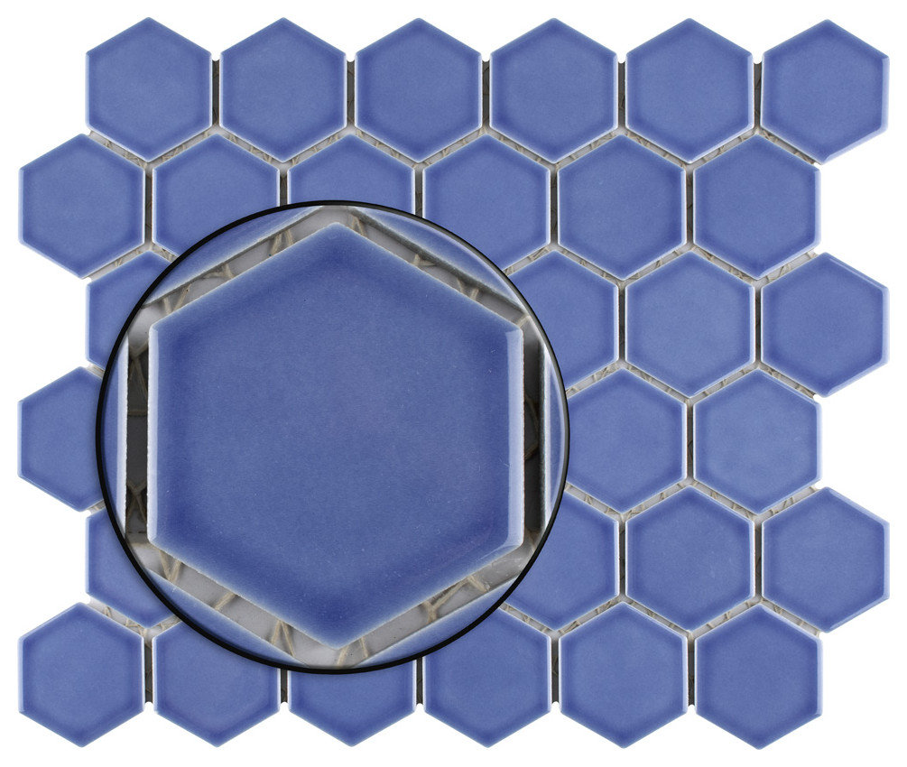 Tribeca 2" Hex Porcelain Mosaic Floor and Wall Tile, Sample ...