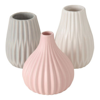 3 Piece PInk/Mauve/Rose Stoneware Table Vase Set, 5 1/2 L x 3 W x 3 H ...