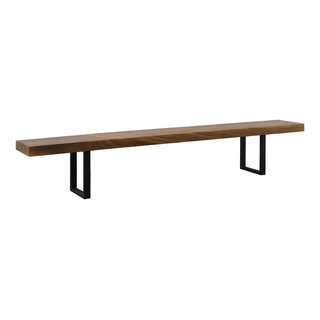 Origins Straight Edge Bench, Natural, Satin Black Legs, 96x14x17"h ...