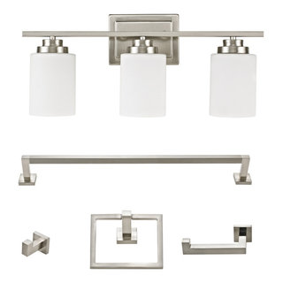 Robson Collection 5-Piece Vanity Light All-In-One Bath Set,Brushed ...