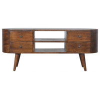 Chestnut Rounded Entertainment Unit - Midcentury - Entertainment ...