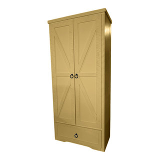 Rustic Extra Wide Solid Wood Wardrobe Armoire - Transitional - Armoires ...