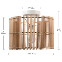 Ocean 1-Light Matte White Flush Mount Ceiling Light with Natural Bamboo Shade - Asian - Flush ...
