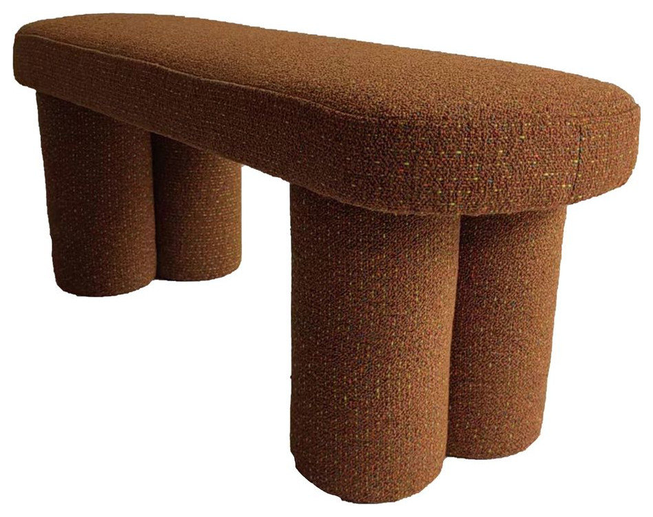 Boucle Fabric Upholstered Bench, Rust Color - Contemporary ...
