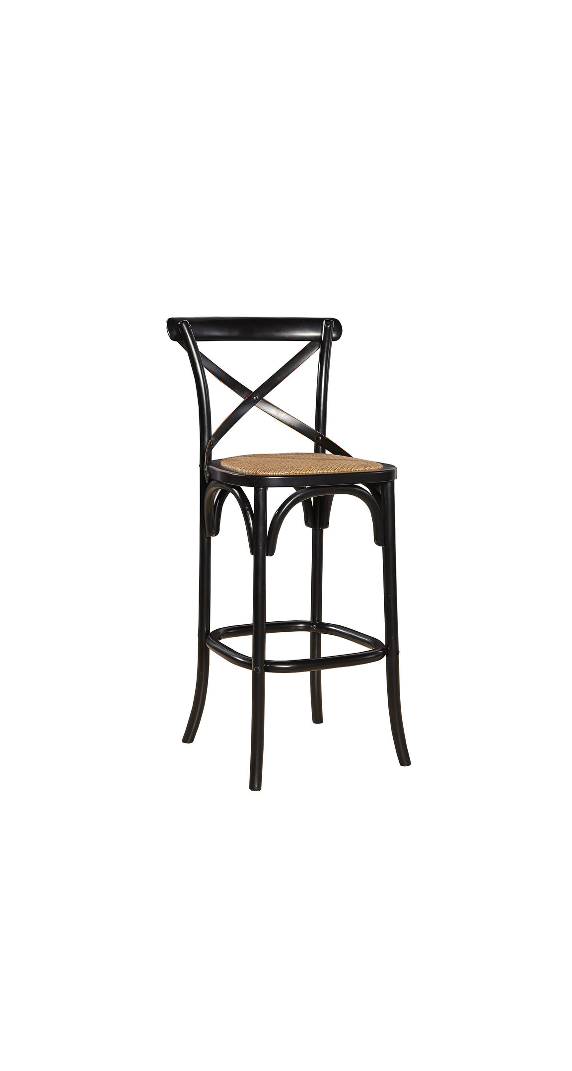 Thatcher Steam Bent Bar Stool With Woven Rattan Seat, 26" Counter ...