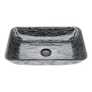 Vigo VG07085 Titanium 18-1/8" Rectangular Glass Vessel Bathroom ...