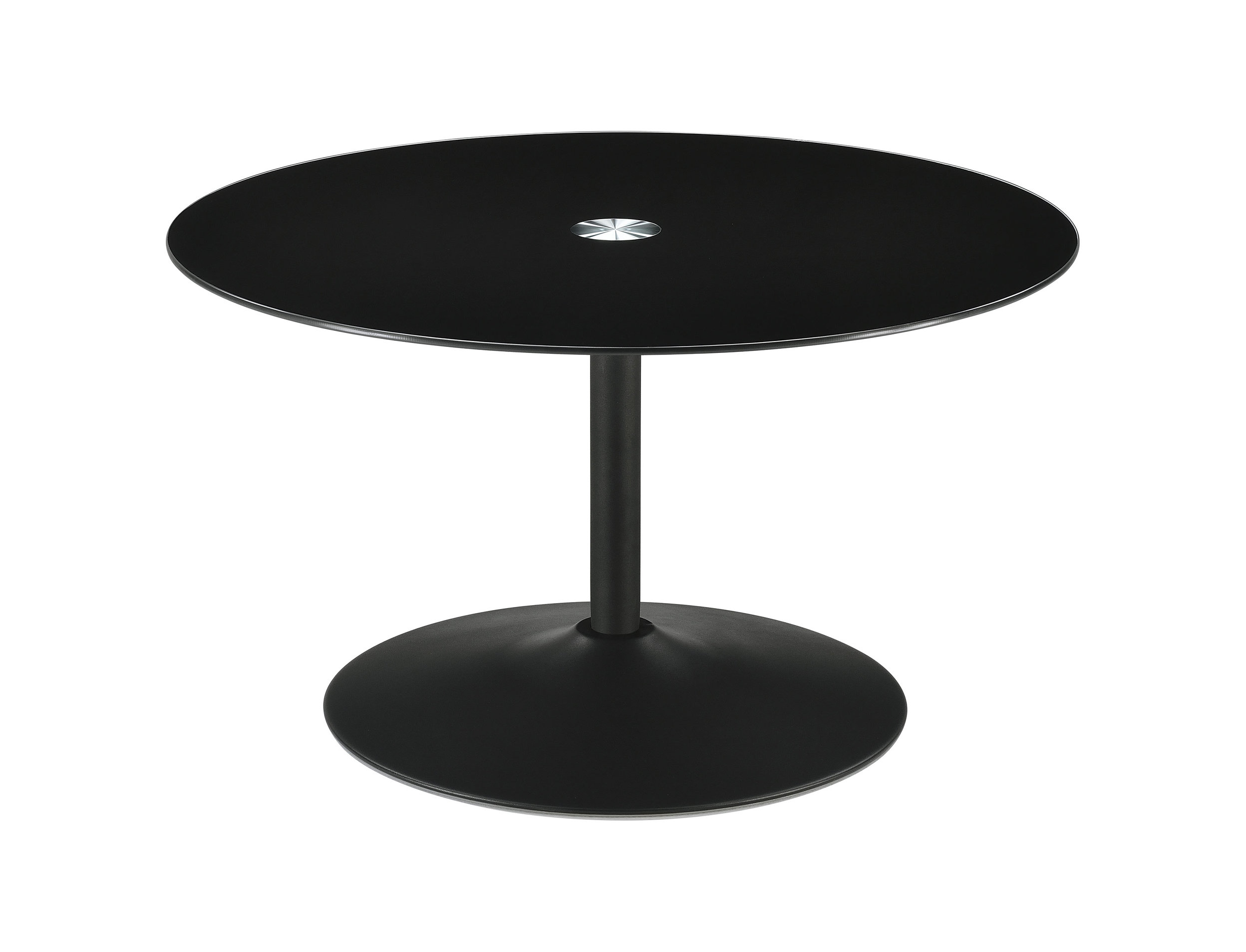 Ganso Round Metal Coffee Table With Tempered Glass Top Black - Coffee ...