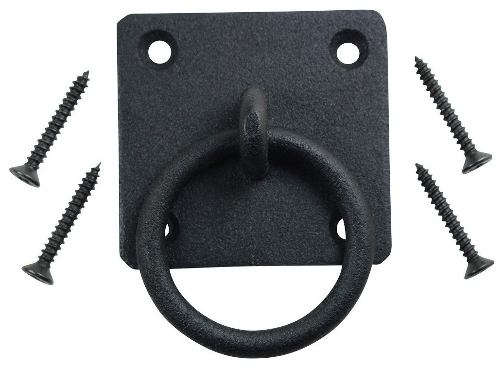 4 Pack Black Cast Iron Ring Pull Cabinet Hardware Rustic Style ...