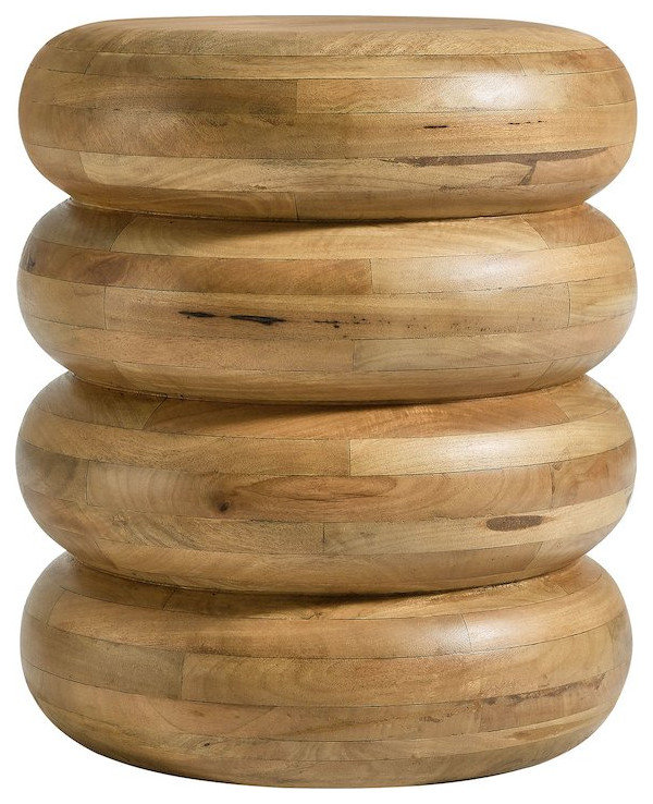 Ellery Round Stacked Wood Side Table - Traditional - Dining Tables - by ...